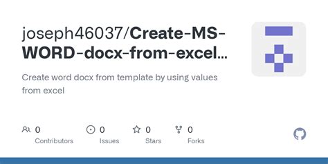 github joseph46037 create ms word docx from excel data create word
