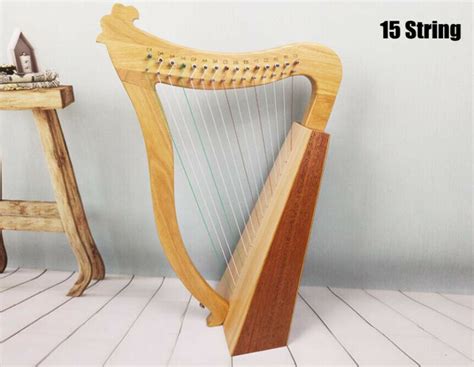 Syst 15 String Harp Wooden Mahogany Musical Irish Lyre Harps With Tuni