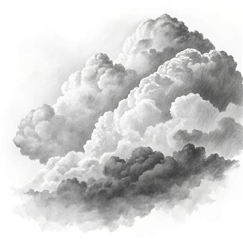 Pencil Sketch Of Cumulus Clouds Monochromatic Sky Art Cloudscape