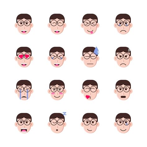 Premium Vector Nerd Boy With Glasses Emoticon And Avatar