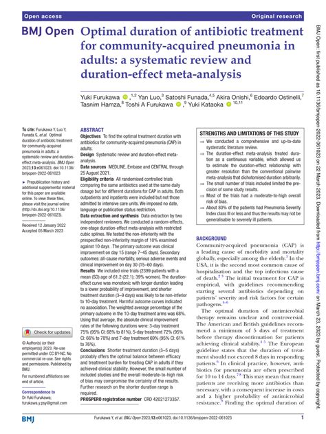 Pdf Optimal Duration Of Antibiotic Treatment For Community Acquired