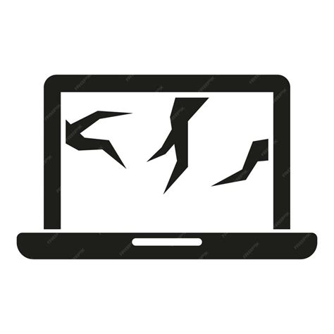 Vidrio Roto Del Icono De La Computadora Portátil Vector Simple