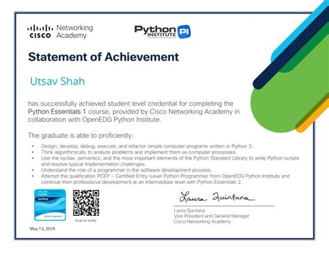 Utsav Shah On Linkedin Pythonessential1 Ciscocertified