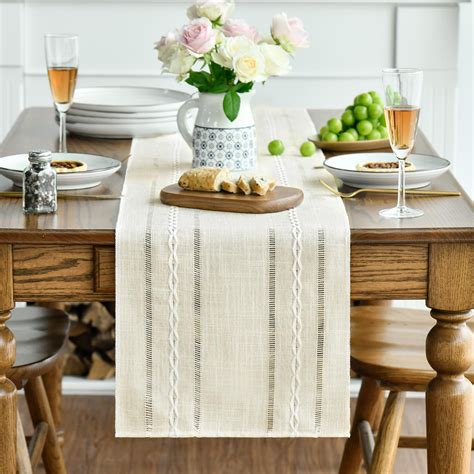 Sme Linen Table Runner For Dining Table 13 X 72 Inch Ivory Burlap