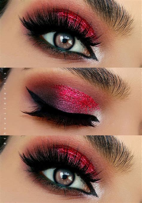 Red Glitter Eye Makeup Tutorial Mugeek Vidalondon