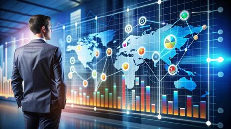 Businessman Analyzing Global Data On A Screen Premium Ai Generated Image
