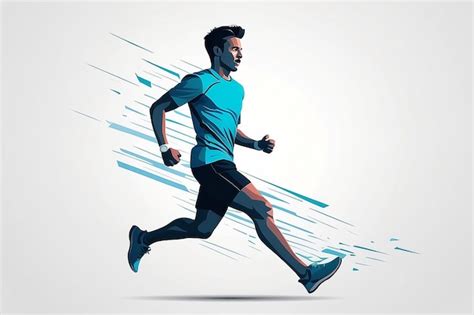 Premium Photo Geometric Running Man In Vector On White Background