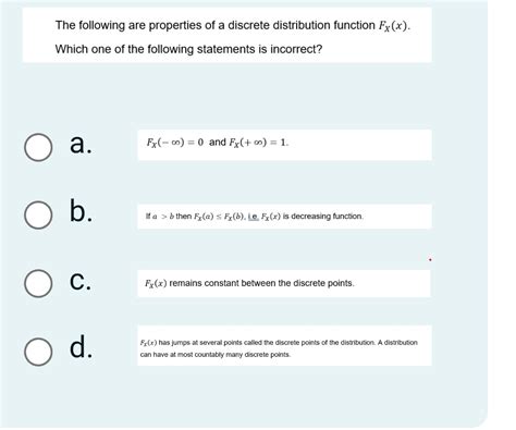 solved the following are properties of a discrete