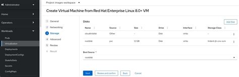 creating a two disk rhel8 vm with an immutable os disk