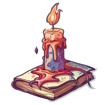Illustration Of A Traditional Tattoo Style Candle Melting On Book Book
