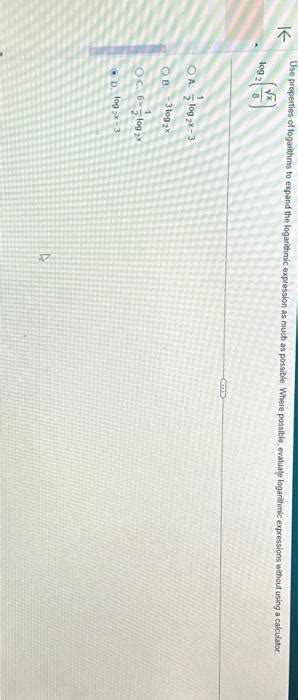 Solved Use Properties Of Logarithms To Expand The Chegg Com