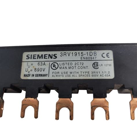 Siemens 3 Phase Busbar 3rv1915 1db 63a 690v Fork Connections 45mm