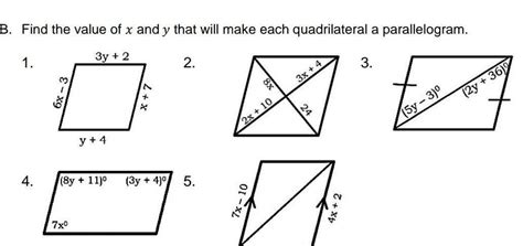 Find The Value Of X And Y That Will Make Each Quadrilateral A Parallelogram Brainlyph