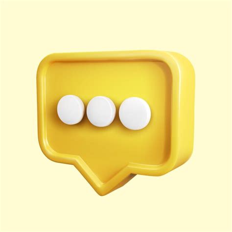 Premium Vector Realistic 3d Yellow Glossy Speech Bubble With Dots