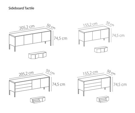 Punt Buffet Design Tactile Tiroirs Portes Chêne Blanc