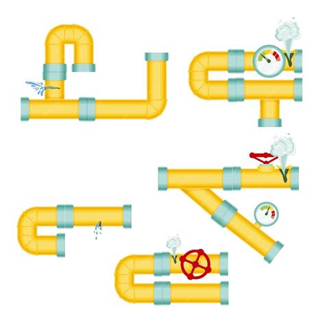 Premium Vector Broken Pipes With A Leak Of Steam Or Lead Gas Rupture