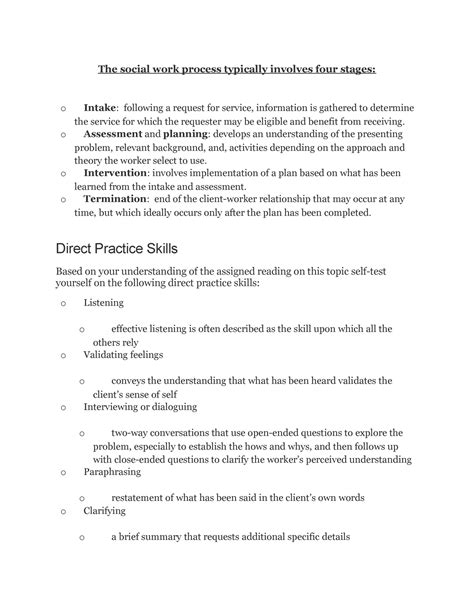 4 Stages Of Social Work Process The Social Work Process Typically