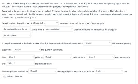 Solved Tip Draw A Market Supply And Market Demand Curve And Chegg