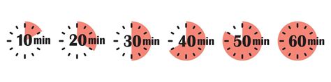 From 10 Minites To 60 Minutes On Stopwatch Icon In Flat Style Clock Face Timer Illustration On