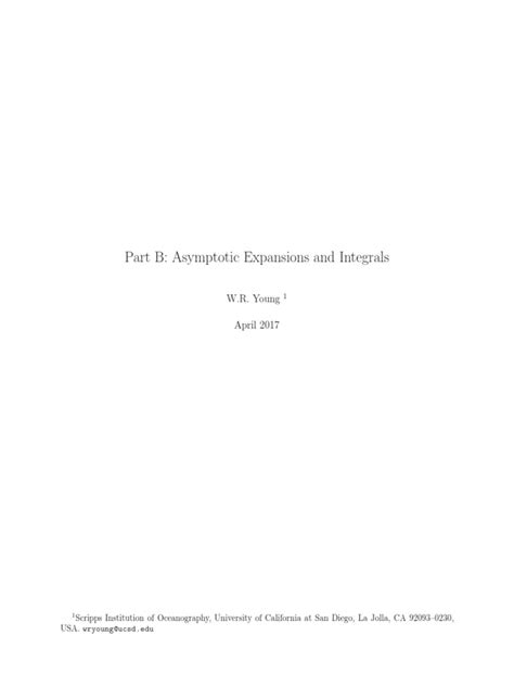 Partb Asymptoticsandintegrals Pdf Complex Analysis Mathematical