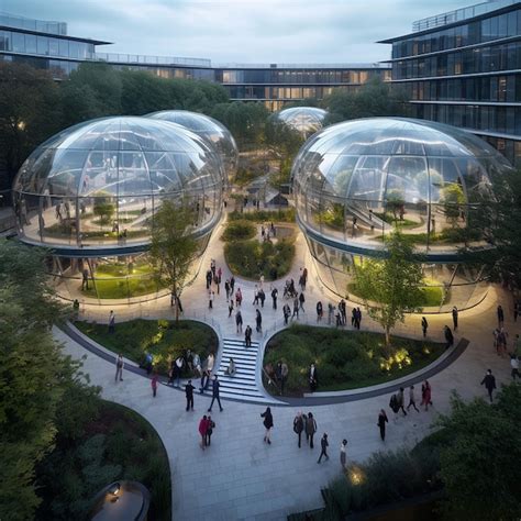 Premium Ai Image A Building With A Large Glass Dome Shaped Object In The Middle