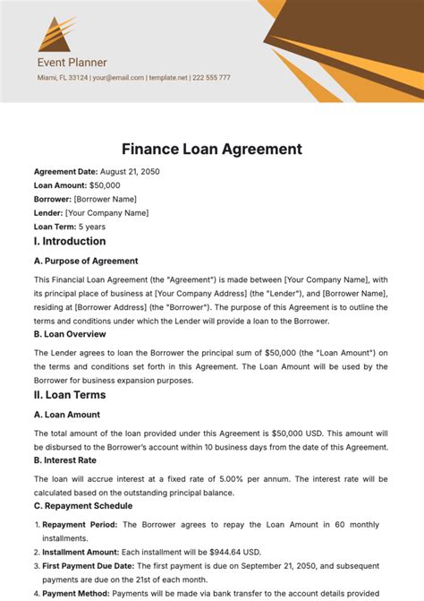 Loan Agreement Template Free