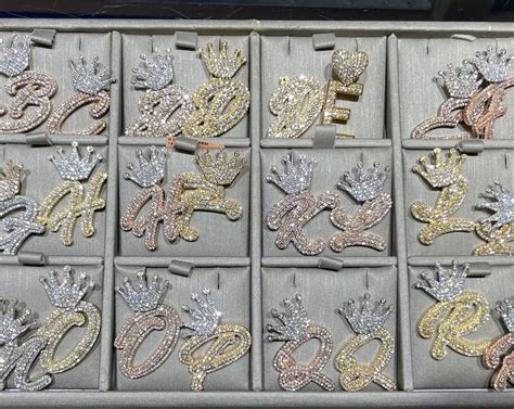 14k Bust Down Cursive Initial Iced Out Pendant