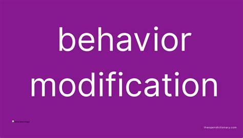 Behavior Modification The Open Dictionary