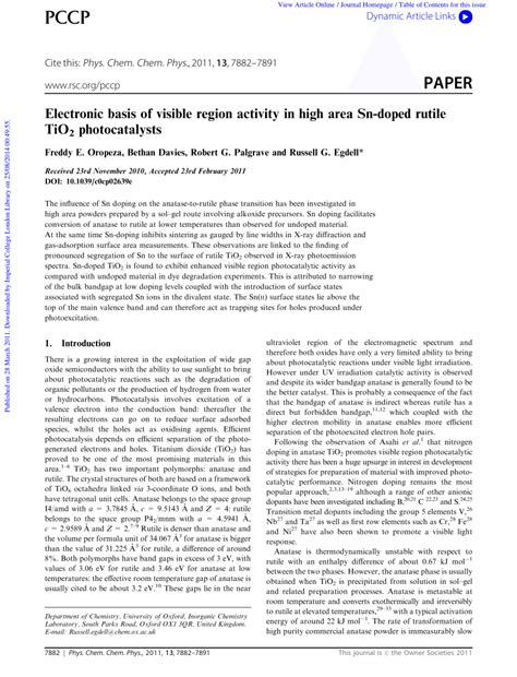 Pdf Electronic Basis Of Visible Region Activity In High Area Sn Doped