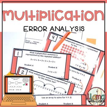Multiplication Strategies Error Analysis Task Cards By Llama With Class