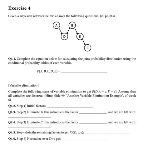 solved given a bayesian network below answer the following