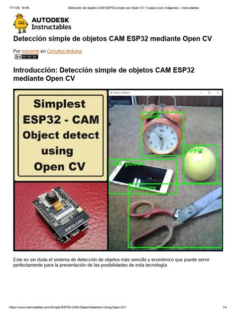Detección De Objetos Cam Esp32 Simple Con Open Cv 4 Pasos Con Imágenes Instructables Pdf