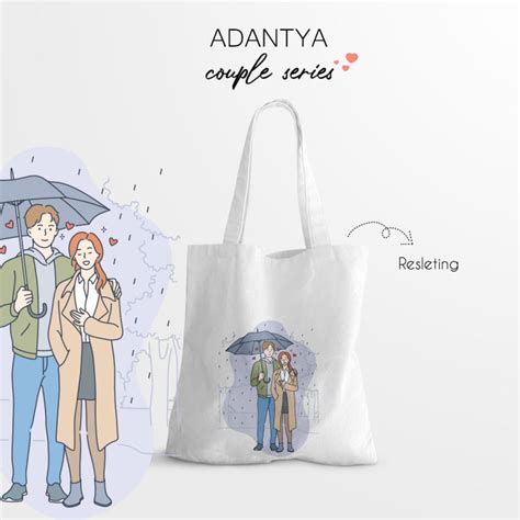 Tote Bag Resleting Couple Series Aesthetic Korean Style Wanita Pria
