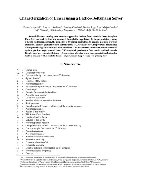 Pdf Characterization Of Liners Using A Lattice Boltzmann Solver