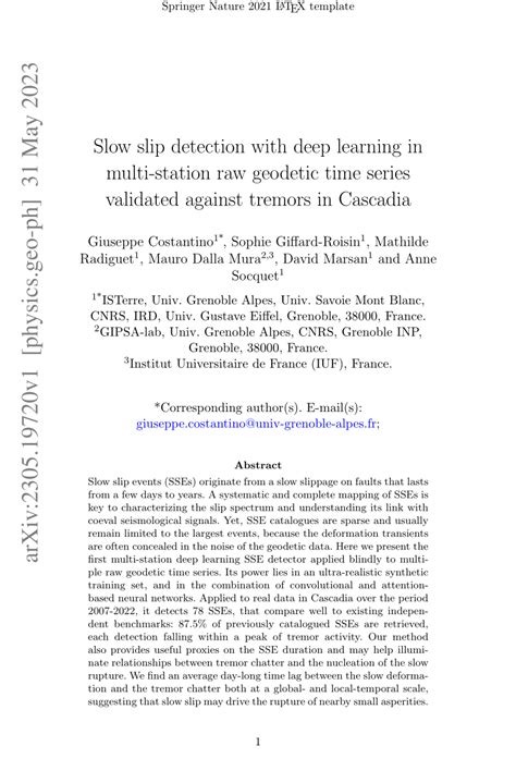 Pdf Slow Slip Detection With Deep Learning In Multi Station Raw Geodetic Time Series Validated