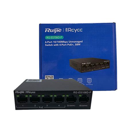 Poe Switch 4 Ports 6port Unmanaged Ruijie 58w Tecnocity
