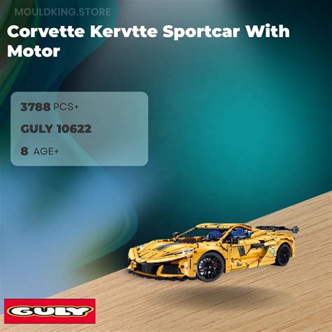 Guly 10622 Corvette Kervtte Sportcar With Motor With 3788 Pieces