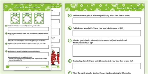 👉 Football Themed Time Problems Activity Sheet