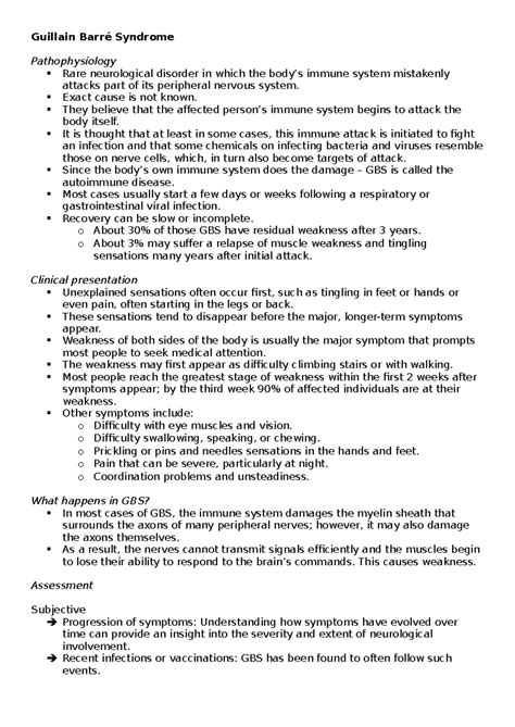 Gbs Gbs Notes Guillain Barré Syndrome Pathophysiology Rare