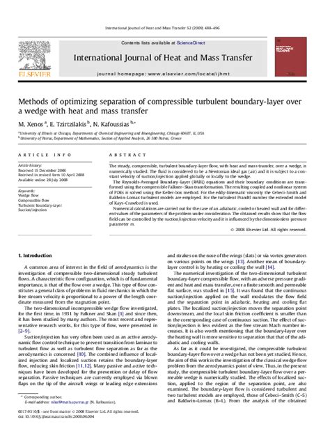 Pdf Methods Of Optimizing Separation Of Compressible Turbulent Boundary Layer Over A Wedge