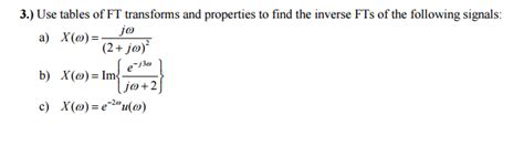 solved use tables of ft transforms and properties to find