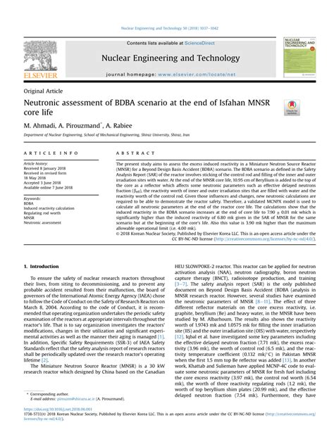 Pdf Neutronic Assessment Of Bdba Scenario At The End Of Isfahan Mnsr