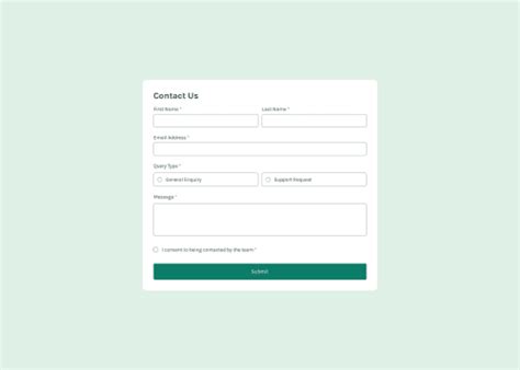 Frontend Mentor Contact Form Main React Ts Coding Challenge Solution