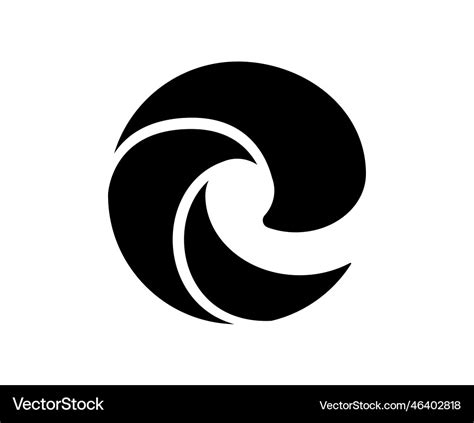 Microsoft Edge Browser Brand Logo Symbol Black Royalty Free Vector