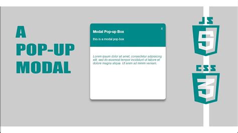 Modal Pop Up Box With Css And Javascript Javascript Pop Box Pop Up