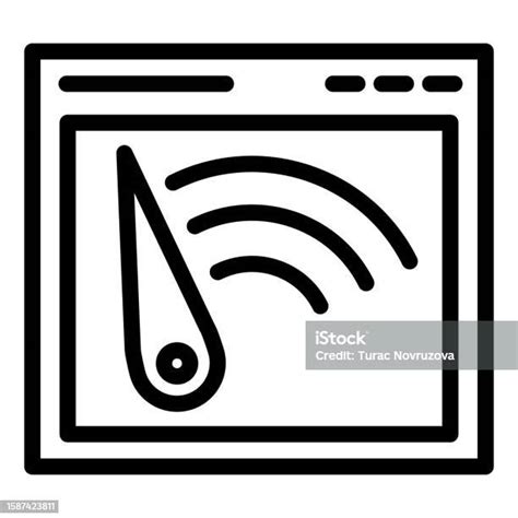 Browser Speed Line Icon Computer Window Speedometer Vector Illustration