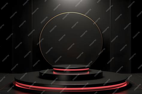 Premium Ai Image A Round Black Box With A Red Border And A Black