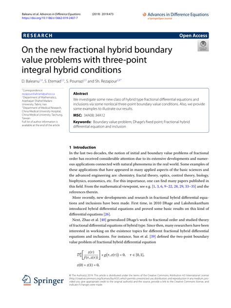 Pdf On The New Fractional Hybrid Boundary Value Problems With Three