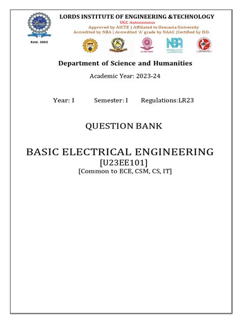 Bee Qb For Cie 1 Pdf Electromagnetic Induction Inductance