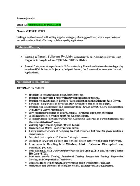 Software Testing Career Profile Pdf Selenium Software Software
